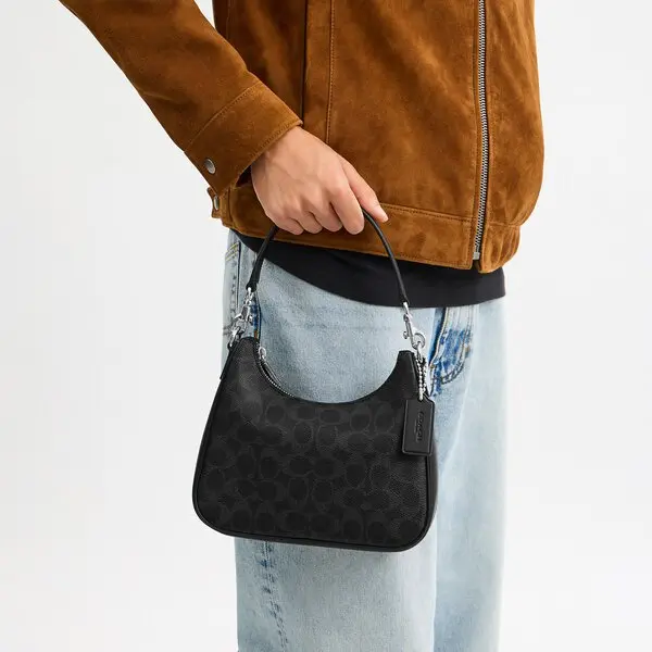 Coach Nolan Hobo Bag In Signature Canvas - Black Signature